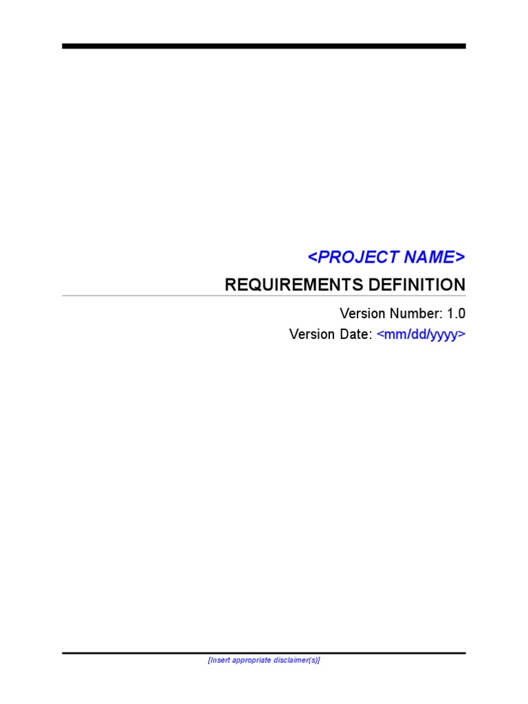 Requirements Definition Template | Business Process | Systems Science