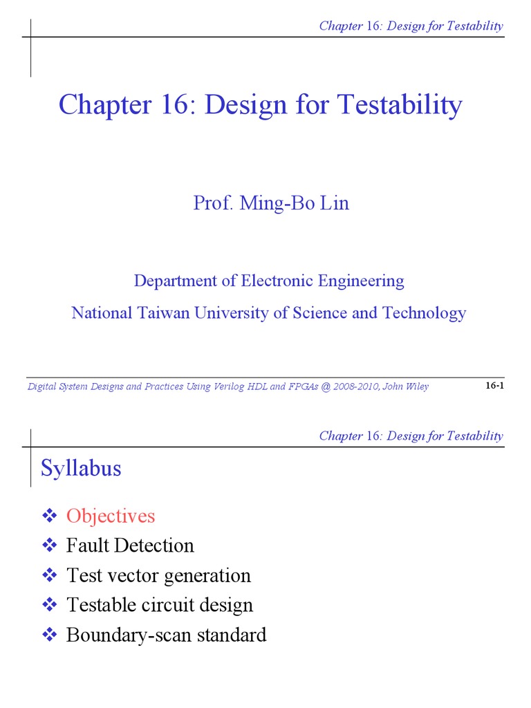 Chapter 16: Design For Testability: Prof. Ming-Bo Lin | PDF | Hardware ...