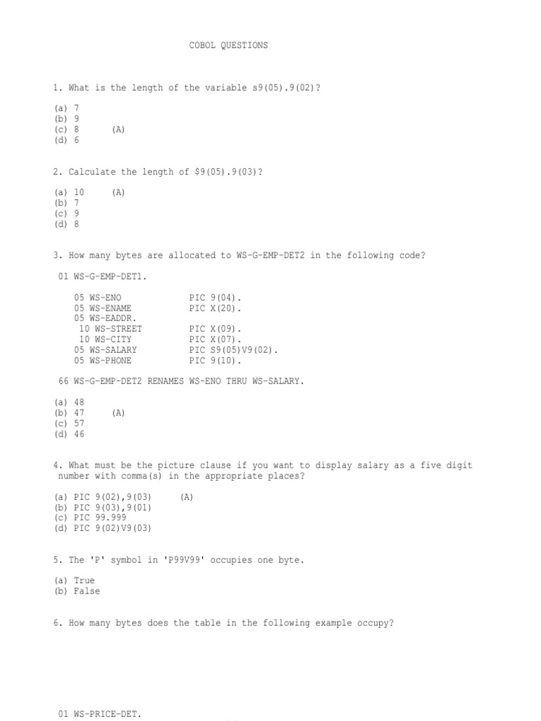 Cobol | PDF | Byte | String (Computer Science)
