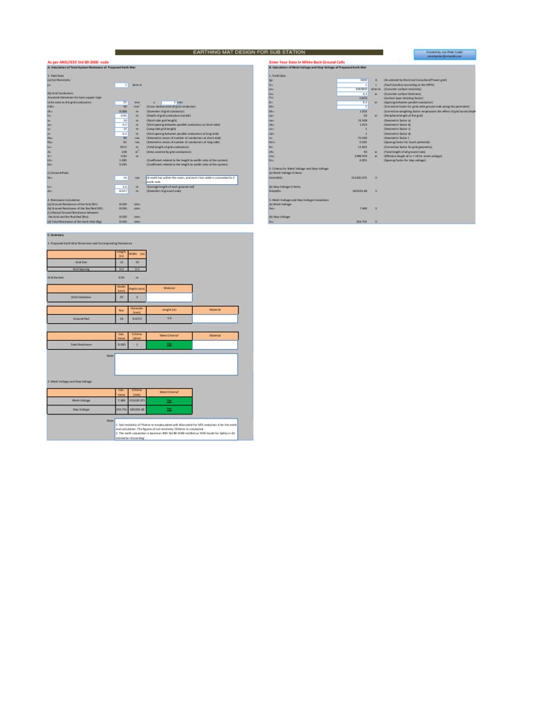 Earth Mat Calculation | PDF | Quantity | Electric Power