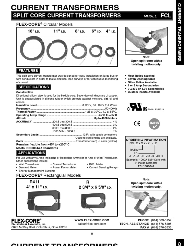 Split Core Current Transformers FCL: Circular Models | PDF | Force ...