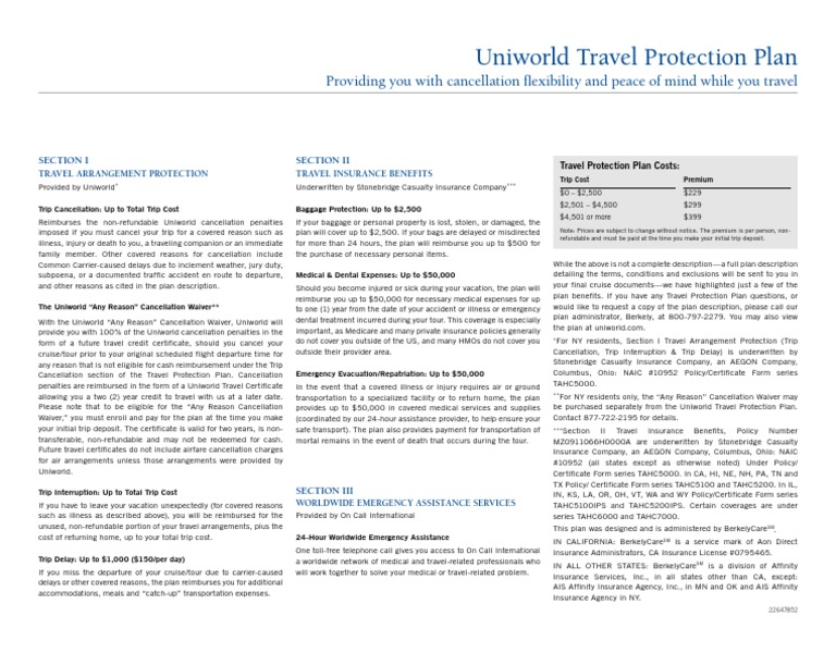 Uniworld Travel Protection Plan: Providing You With Cancellation ...