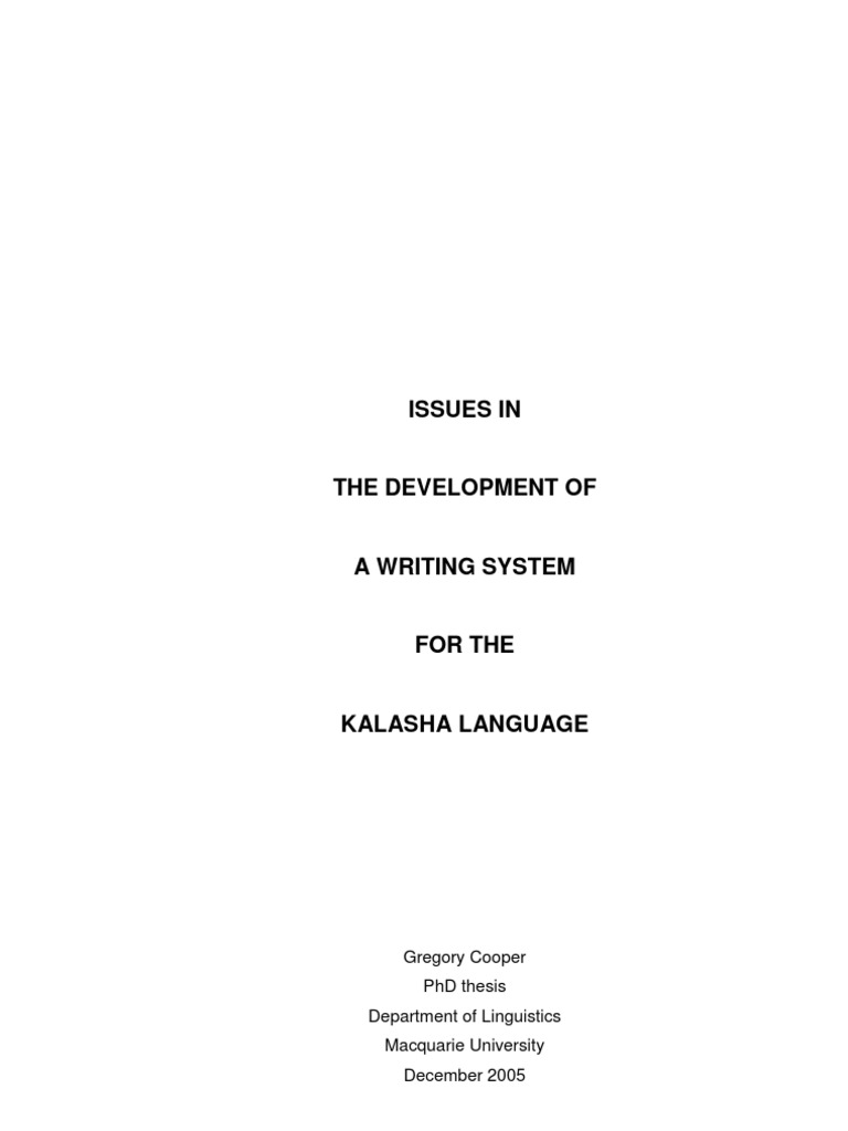 Issues in The Development of A Writing System For The Kalasha Language ...