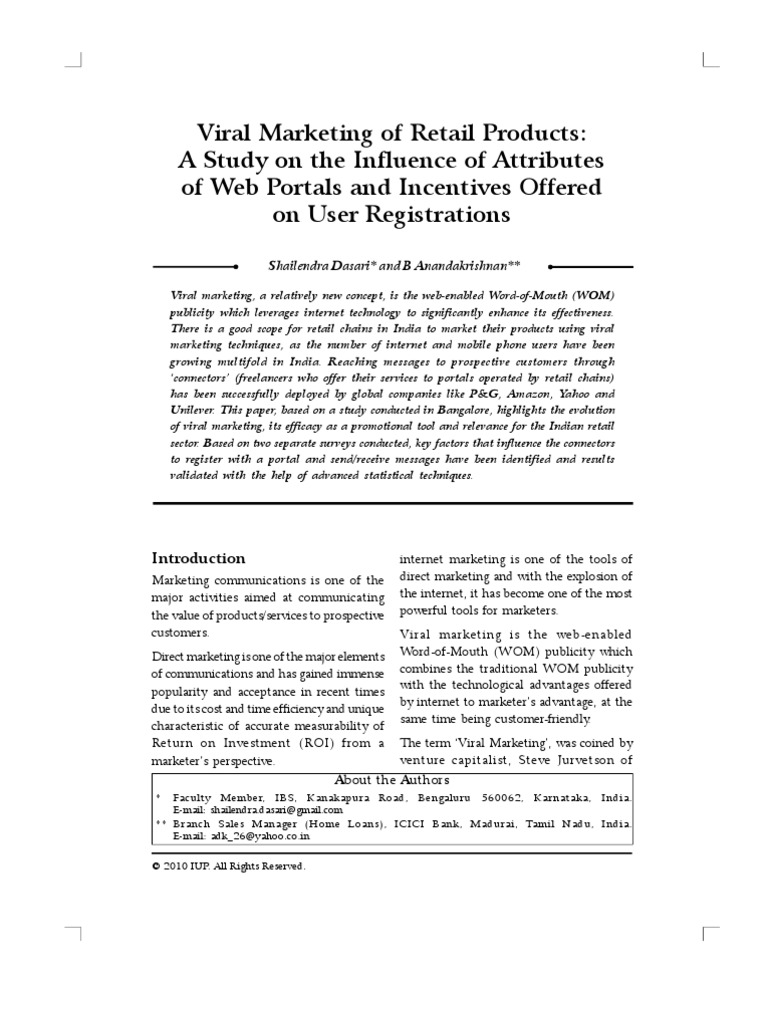 Research Paper For Marketing | PDF | Factor Analysis | Marketing