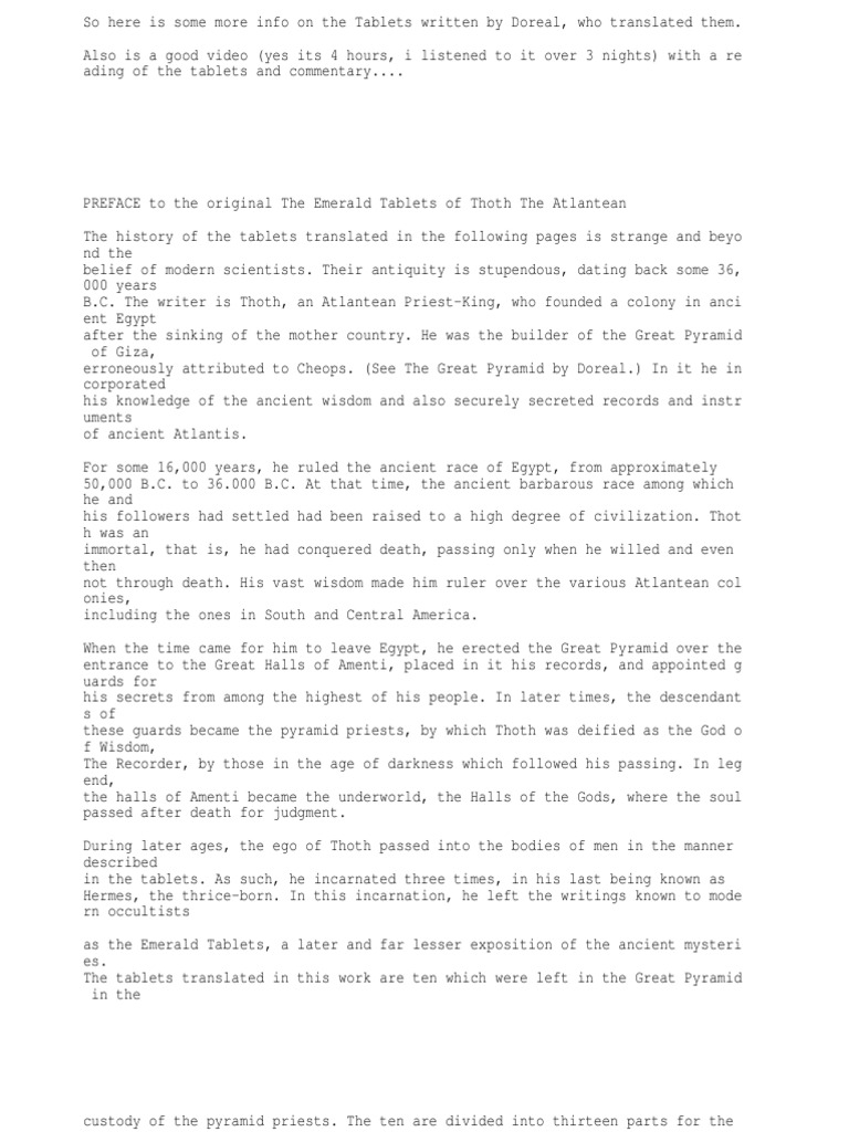 Emerald Tablet | PDF | Atlantis | Wisdom