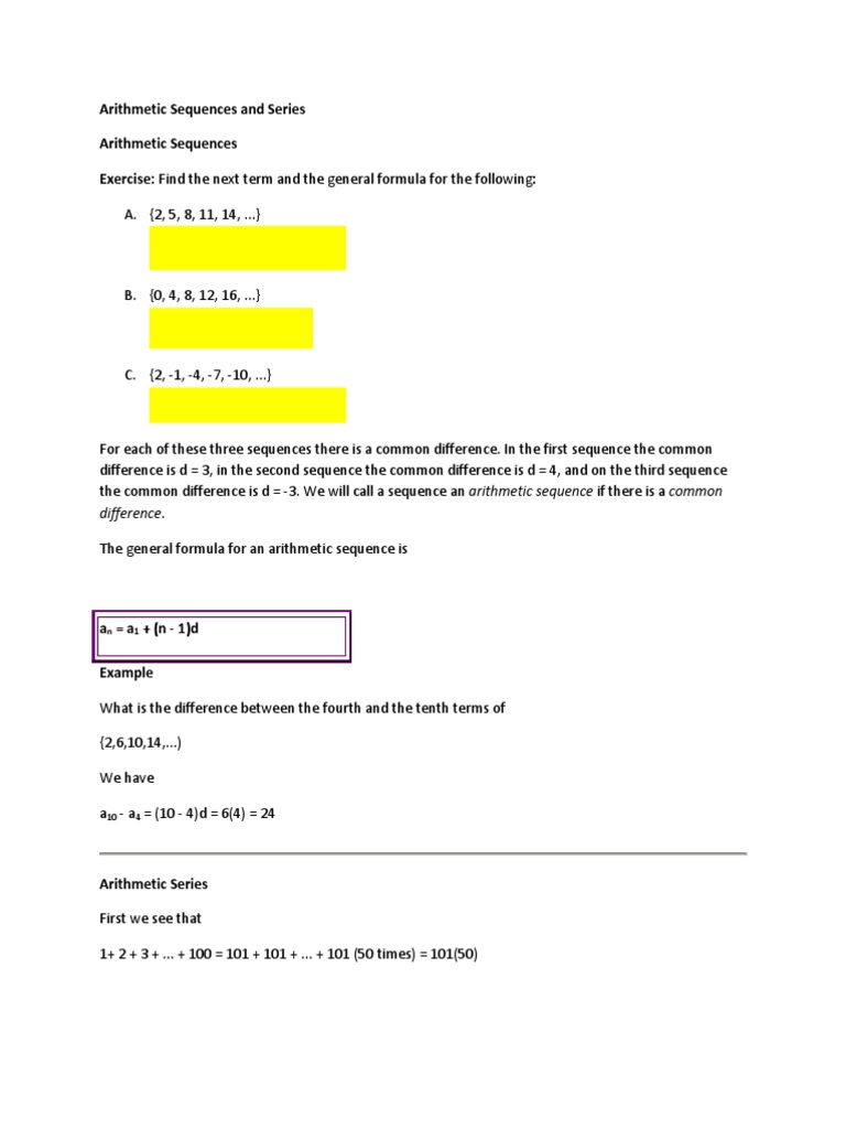 Arithmetic Sequences and Series | PDF | Mathematical Analysis ...