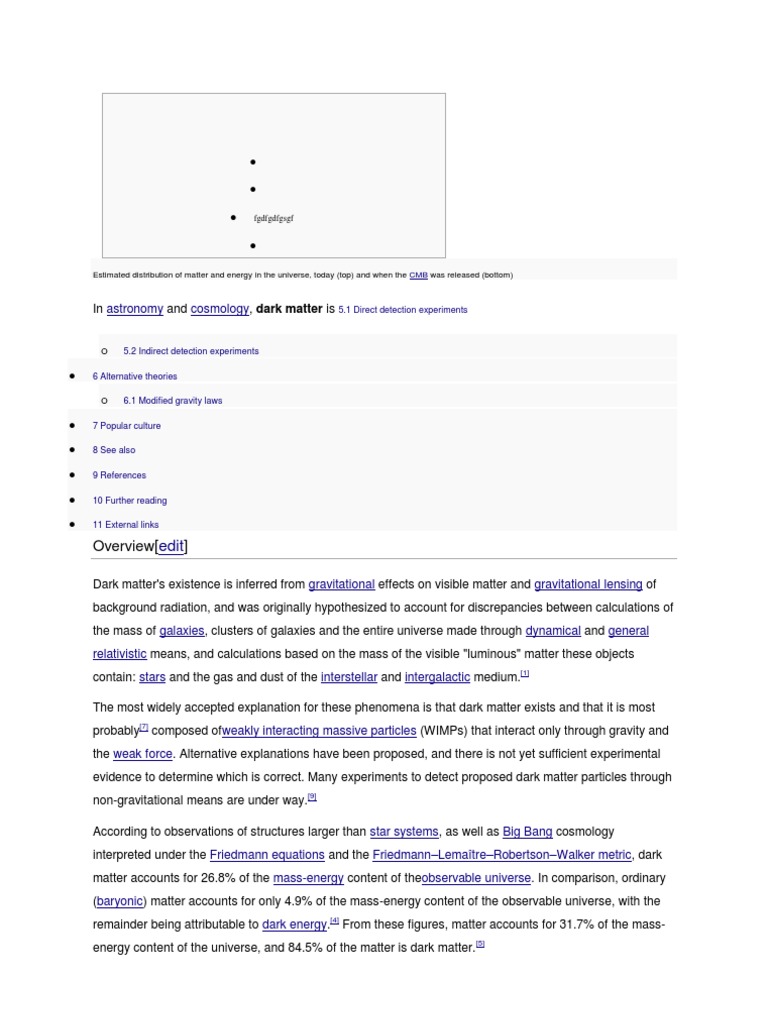 Distribution of Matter and Energy in the Universe | PDF | Dark Matter ...