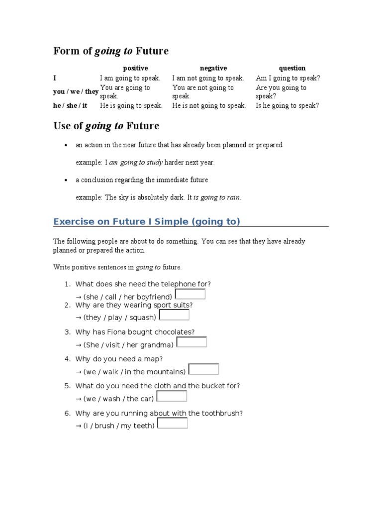 Going to Future Tense Guide | PDF | Leisure