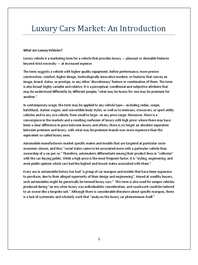 Luxury Car Market Analysis and Trends | PDF | Luxury Vehicles ...