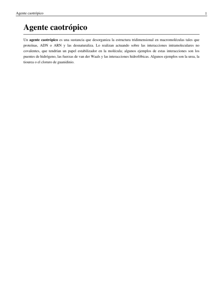 Agentes Caotrópicos y Su Función | PDF | Ciencia y matemáticas
