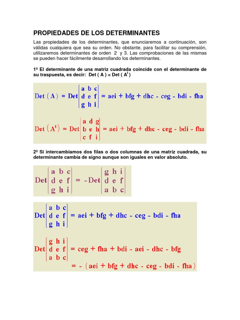 Propiedades de Los Determinantes | Determinante | Matriz (Matemáticas)