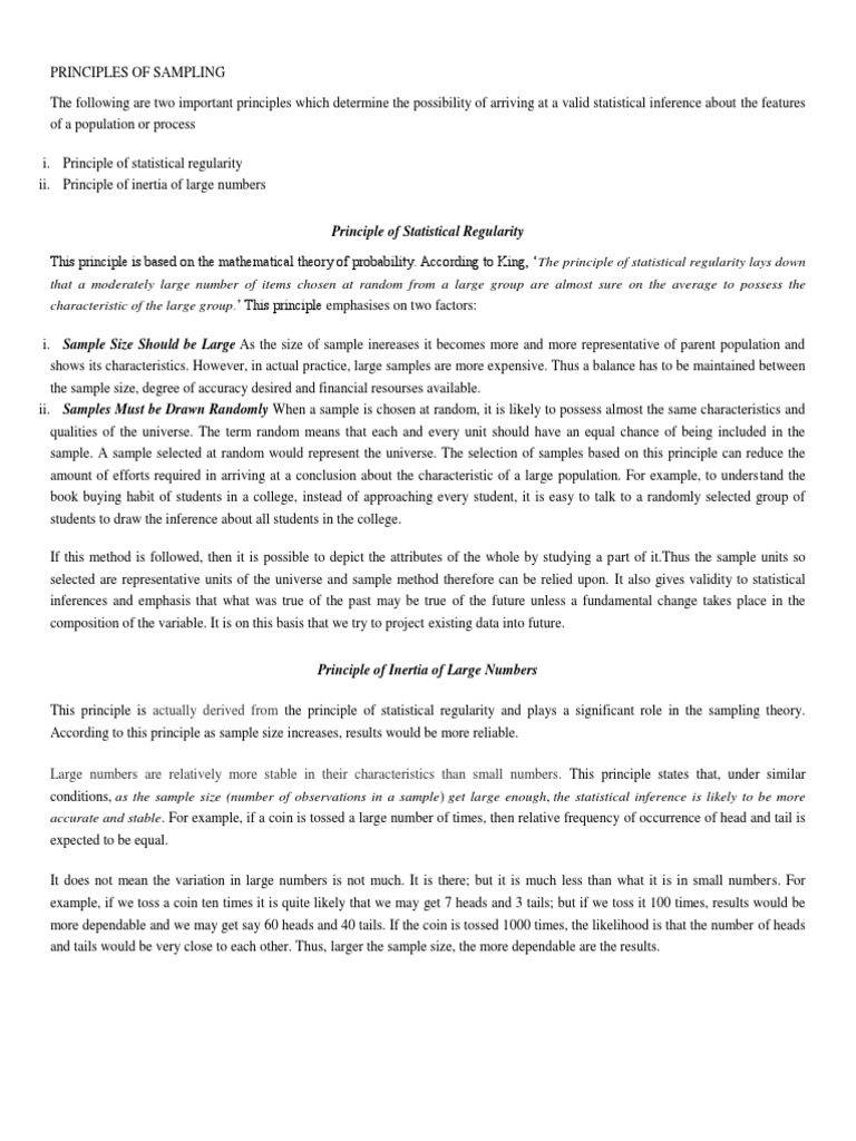 Principles of Sampling | PDF | Sampling (Statistics) | Survey Methodology