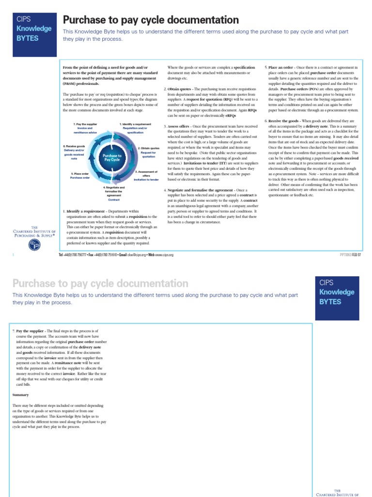 Understanding Purchase to Pay Cycle | PDF | Invoice | Procurement