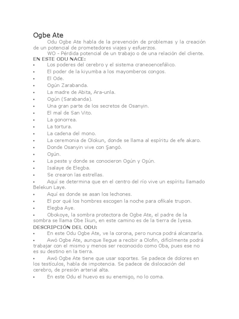 Significado y Consejos de Ogbe Ate | PDF | Deidades | Mitología