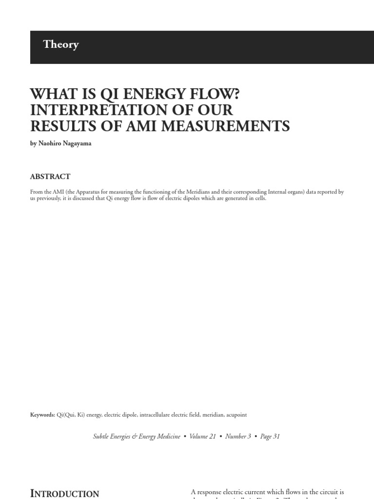 What Is Qi Energy Flow Interpretation of Our Results of Ami ...