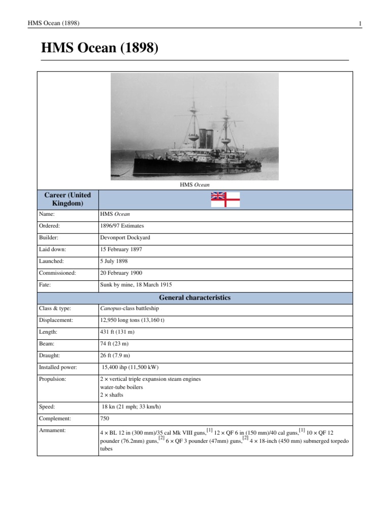 HMS Ocean (1898) | PDF | Water Transport | Naval Ships