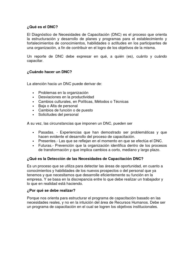 Qué Es El DNC | PDF | Calidad (comercial) | Recursos humanos