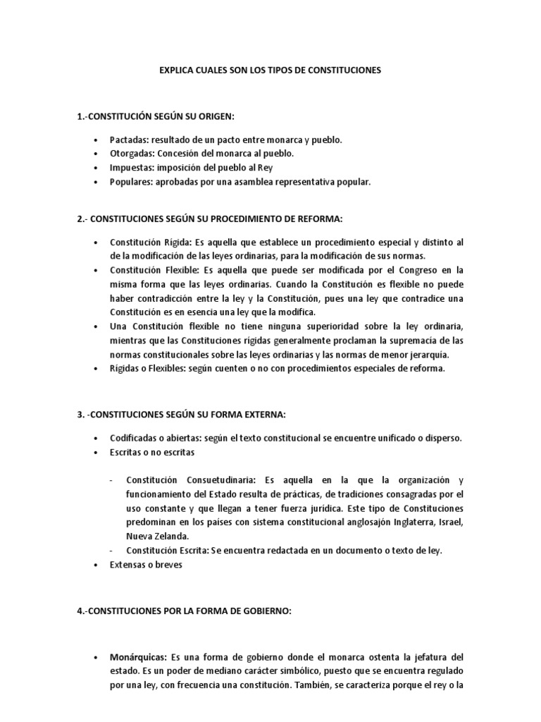 Tipos De Constituciones Pdf Constitución Ciencias Políticas