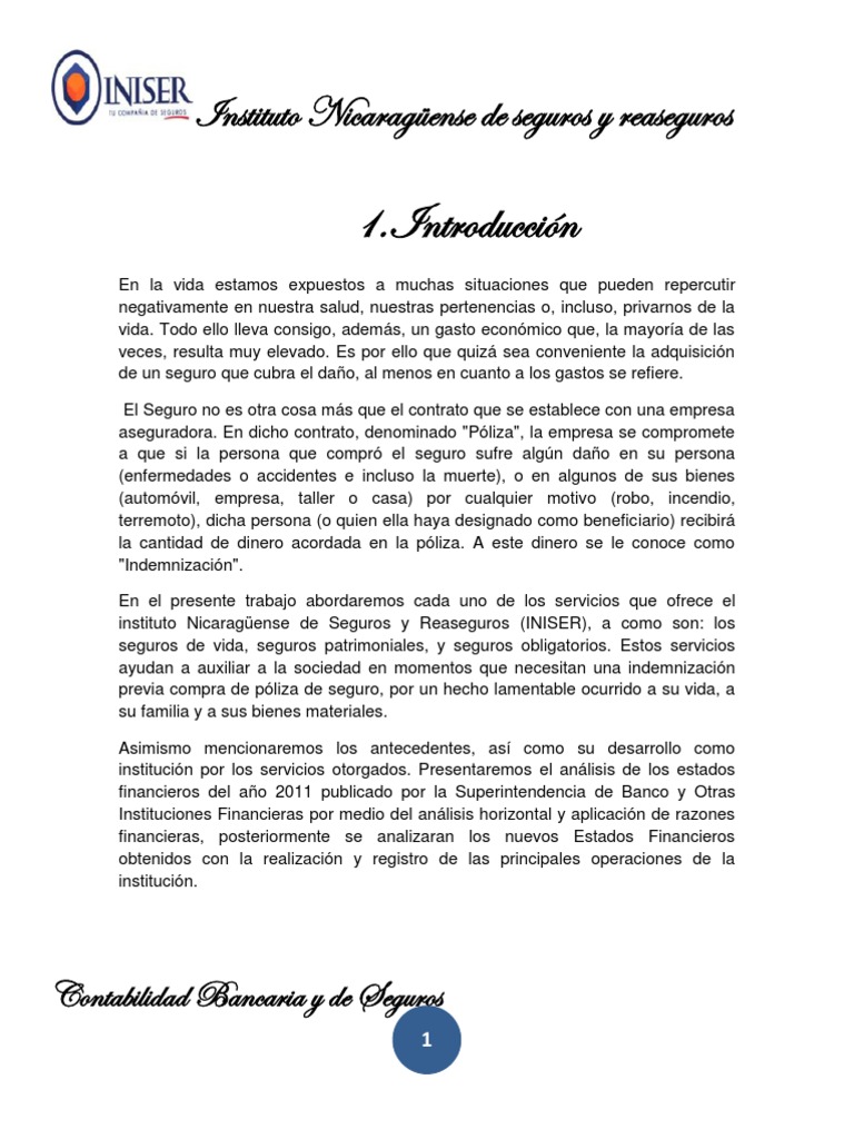INISER Es La Compañía de Seguros y Reaseguros | Descargar gratis PDF | Póliza de seguros | Seguro