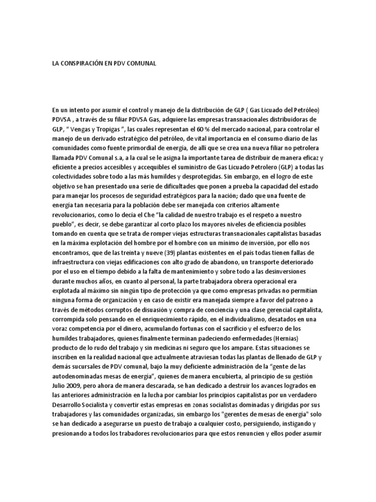 La Conspiración en PDV Comunal | PDF | Capitalismo | Petróleo