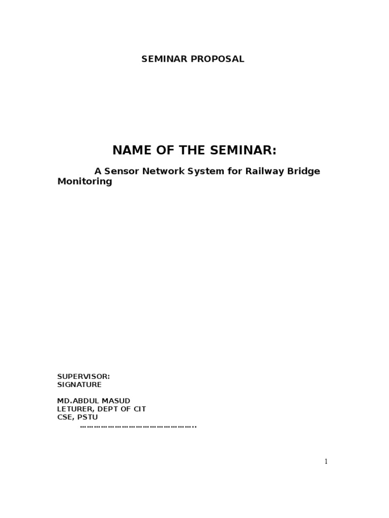 Seminar Proposal: Railway Bridge Monitoring | PDF