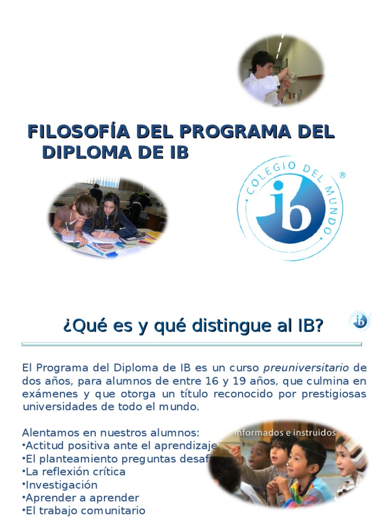 Filosofía Del Programa Del Diploma de Ib | PDF | Maestros | Plan de ...