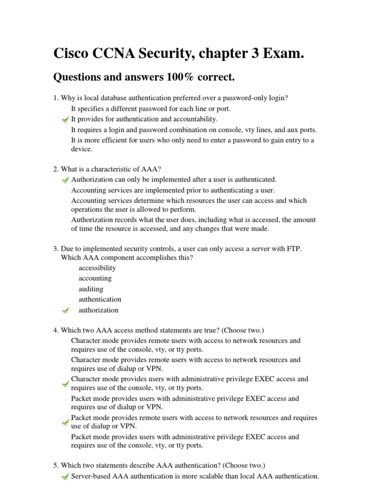 Cisco CCNA Security Chapter 3 Exam | PDF | Radius | Data Transmission