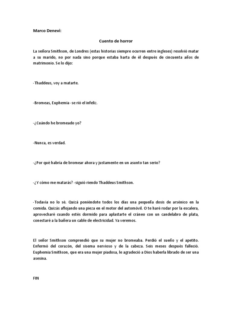 Marco Denevi - Cuento de Horror | PDF