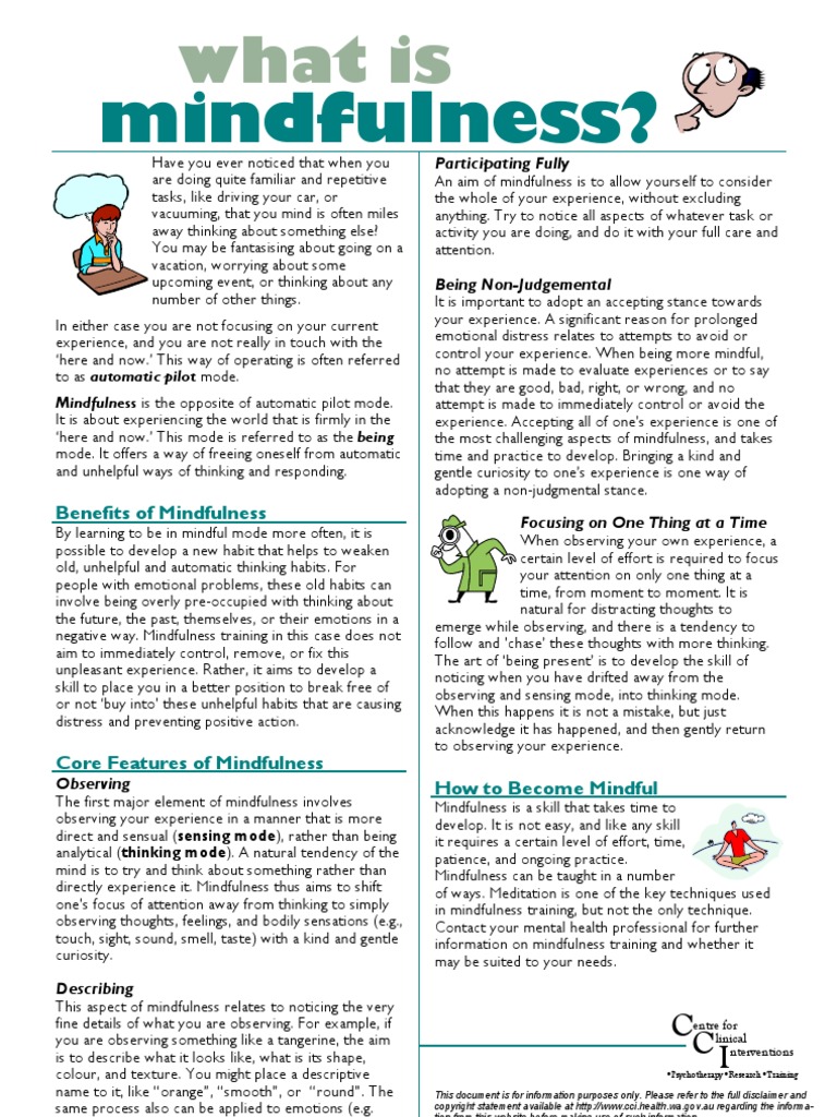 What Is Mindfulness Handout | PDF | Mindfulness | Habits