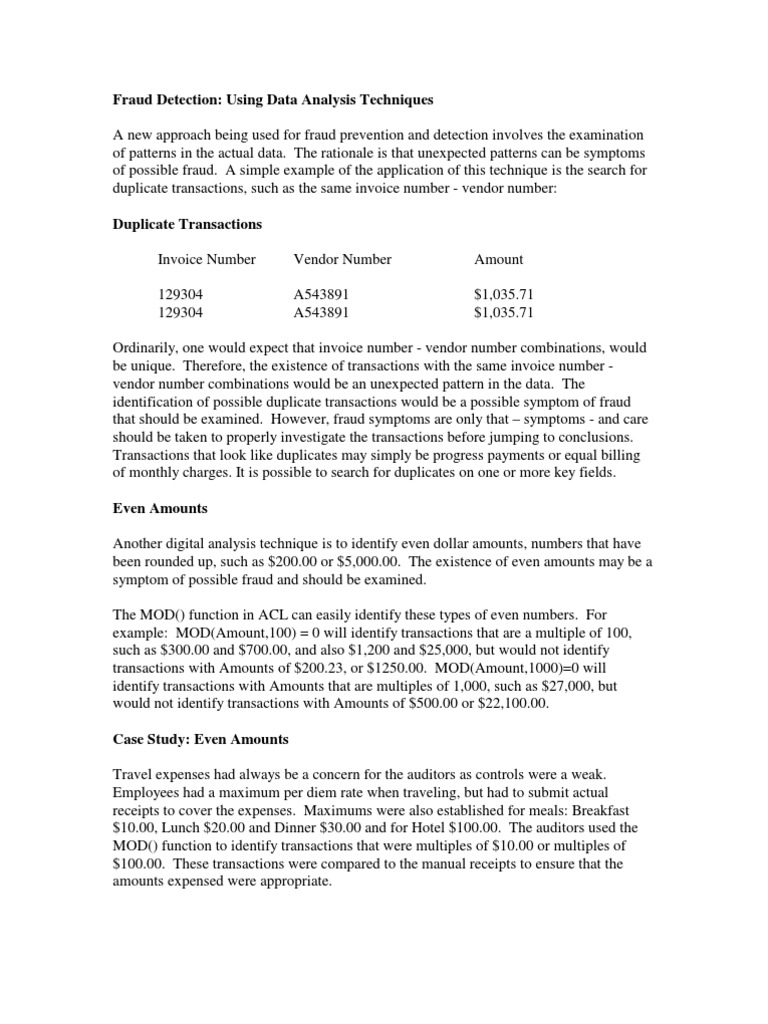 Fraud Detection - Using Data Analysis Techniques | PDF | Fraud | Audit