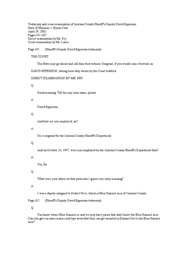 Case Transcript 06 Testimony Epperson | PDF | Witness | Testimony