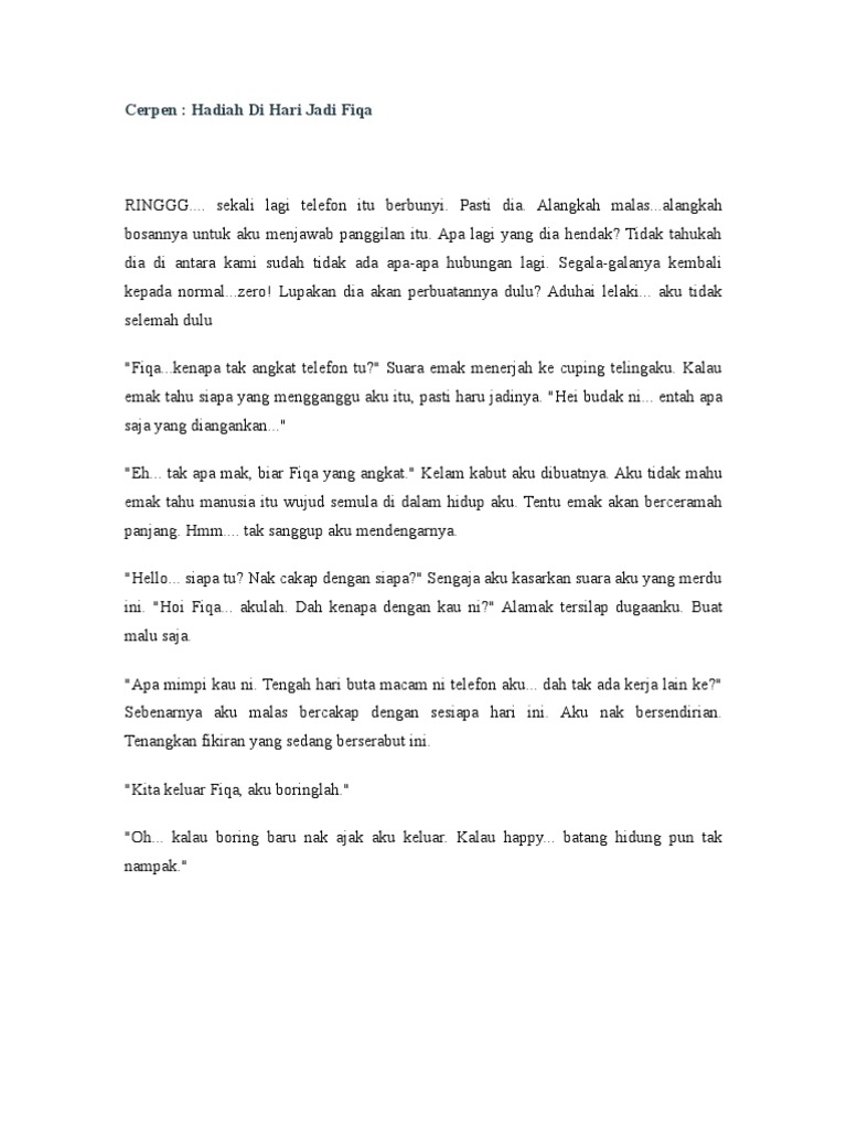 Cerpen: Hadiah Di Hari Jadi Fiqa | PDF