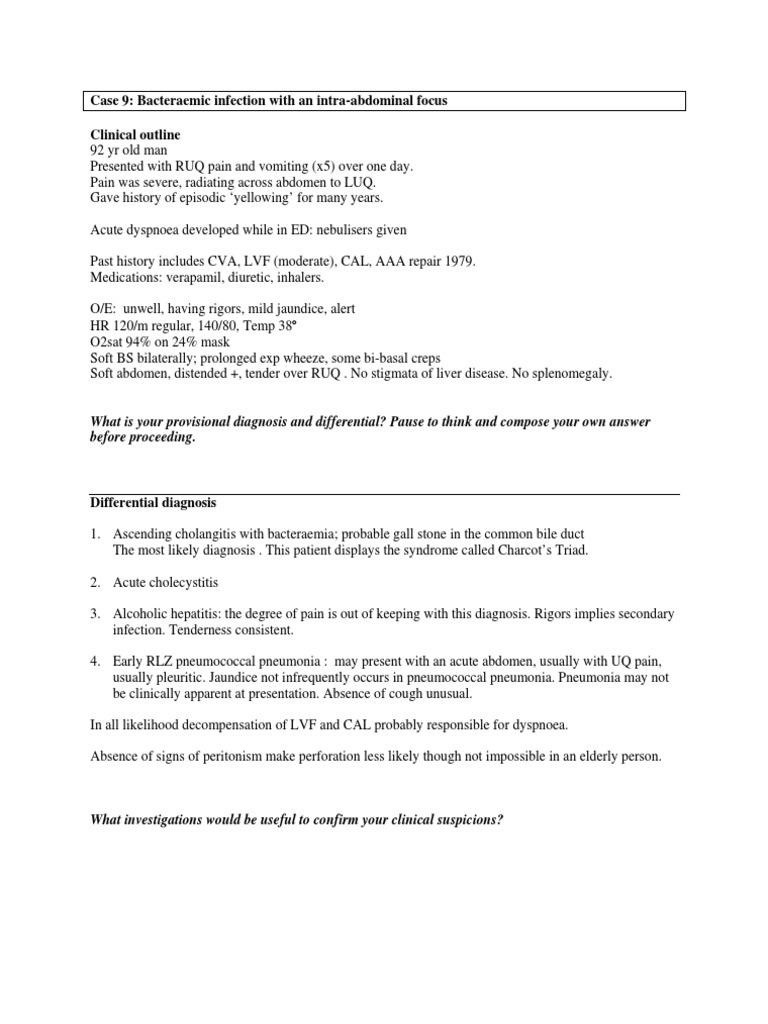 Case Of Ascending Cholangitis With Bacteraemia Caused By Esbl Producing E Coli In An Elderly