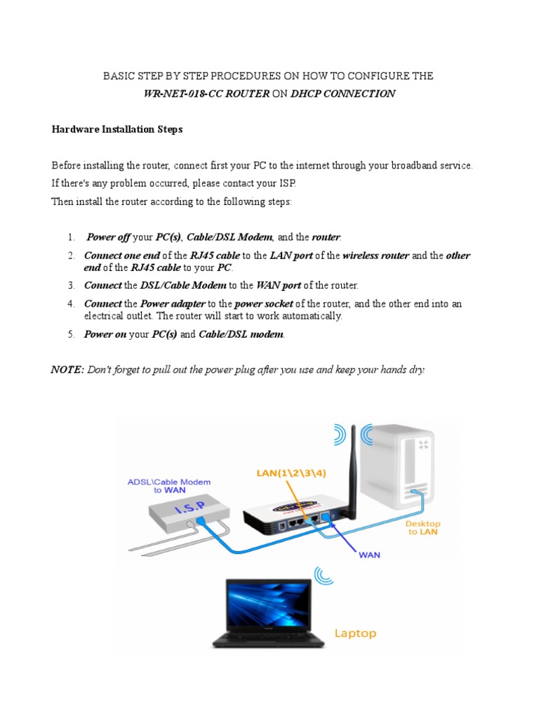 (WR Net 018 CC) Manual For DHCP | Download Free PDF | Router (Computing) | Ip Address