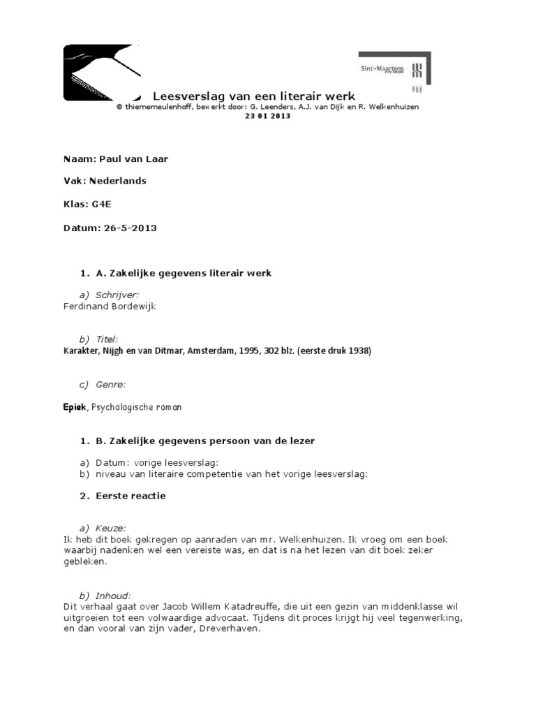 Karakter Leesverslag - 2012 | PDF