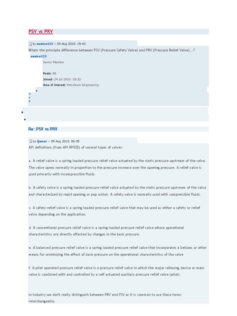 PSV vs PRV | Valve | Pressure