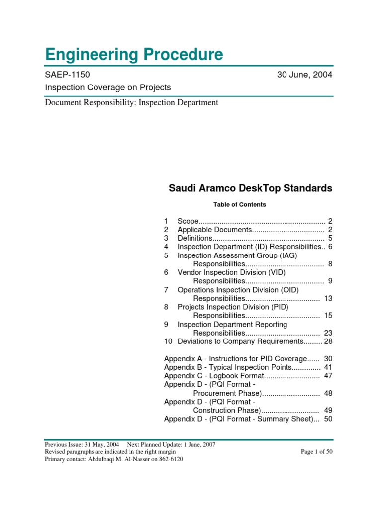 Saep 1150 | PDF | Quality Assurance | General Contractor