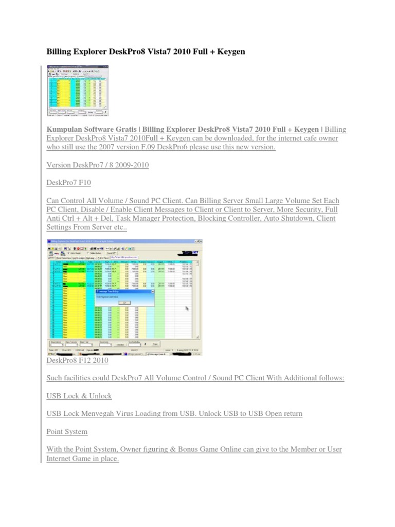 Billing Explorer DeskPro8 Vista7 2010 Full | PDF | Prepaid Mobile Phone ...