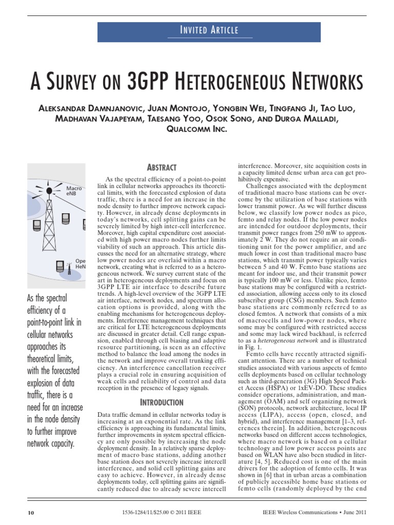 AS 3Gpp H N: Urvey On Eterogeneous Etworks | PDF | Technology & Engineering | Computers