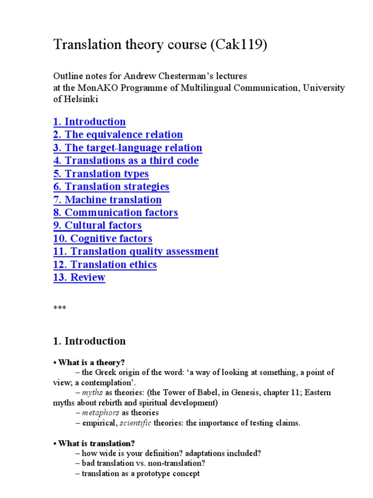 Overview of Translation Theory Concepts | PDF | Translations | Causality