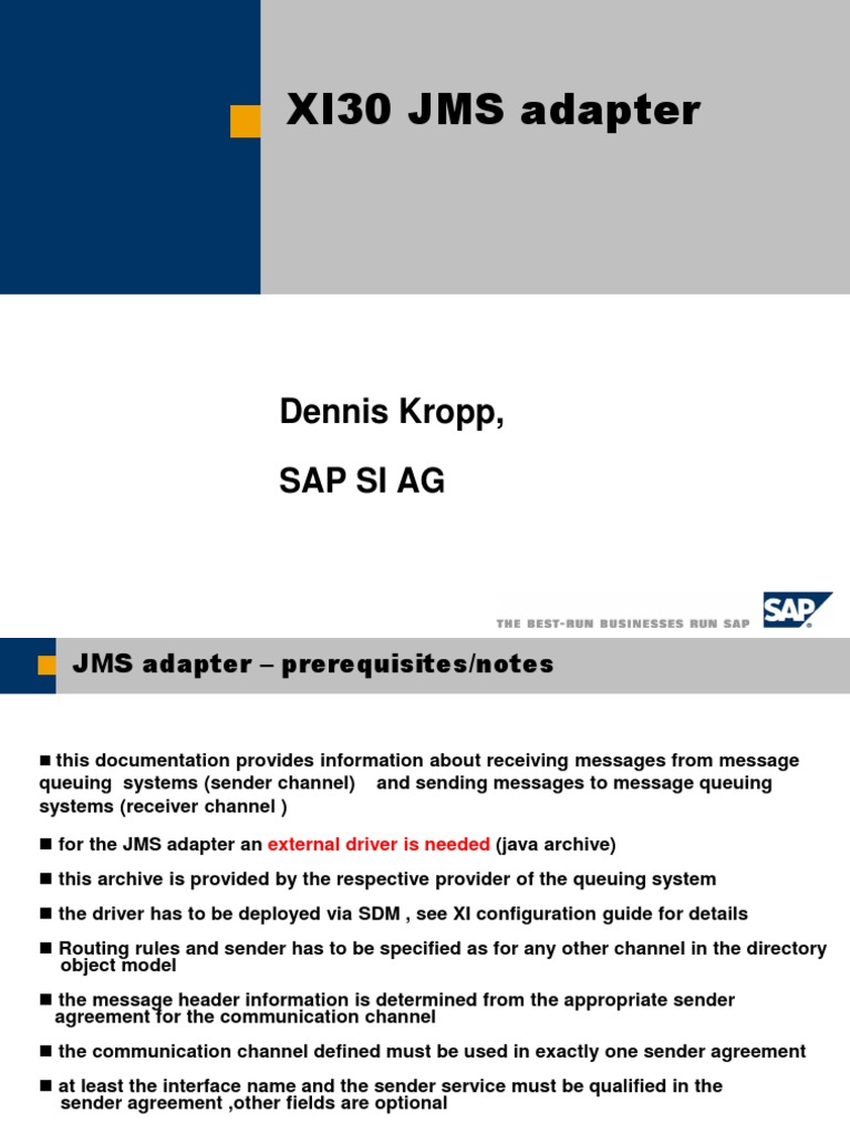 SAP XI 3.0_JMS | Information Technology Management | Computer Networking