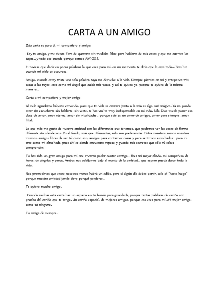Carta A Mi Mejor Amigo Pdf