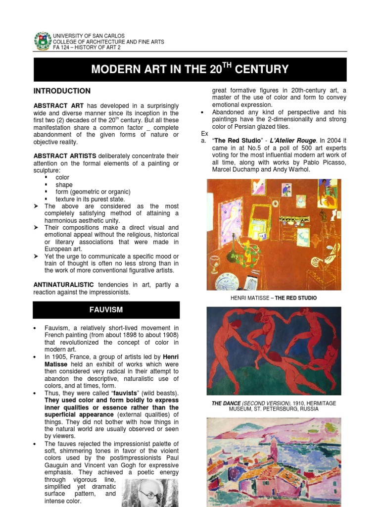 Modern Art in The 20th Century PDF | PDF | Cubism | Pablo Picasso