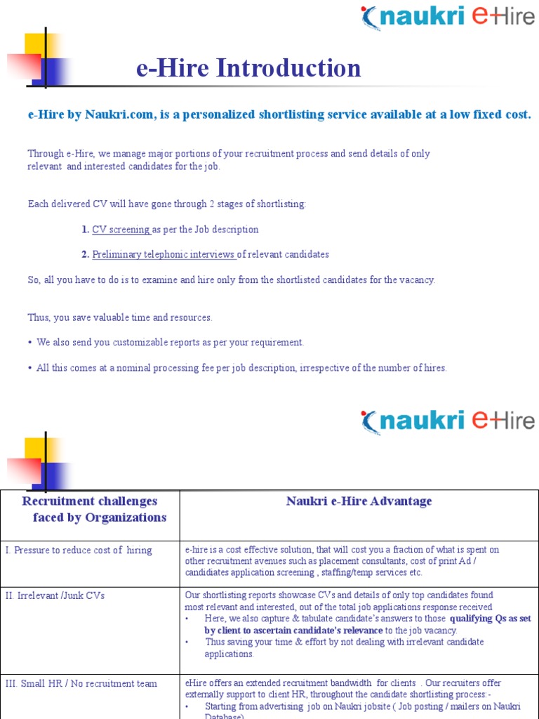 Ehire | PDF | Recruitment | Consultant