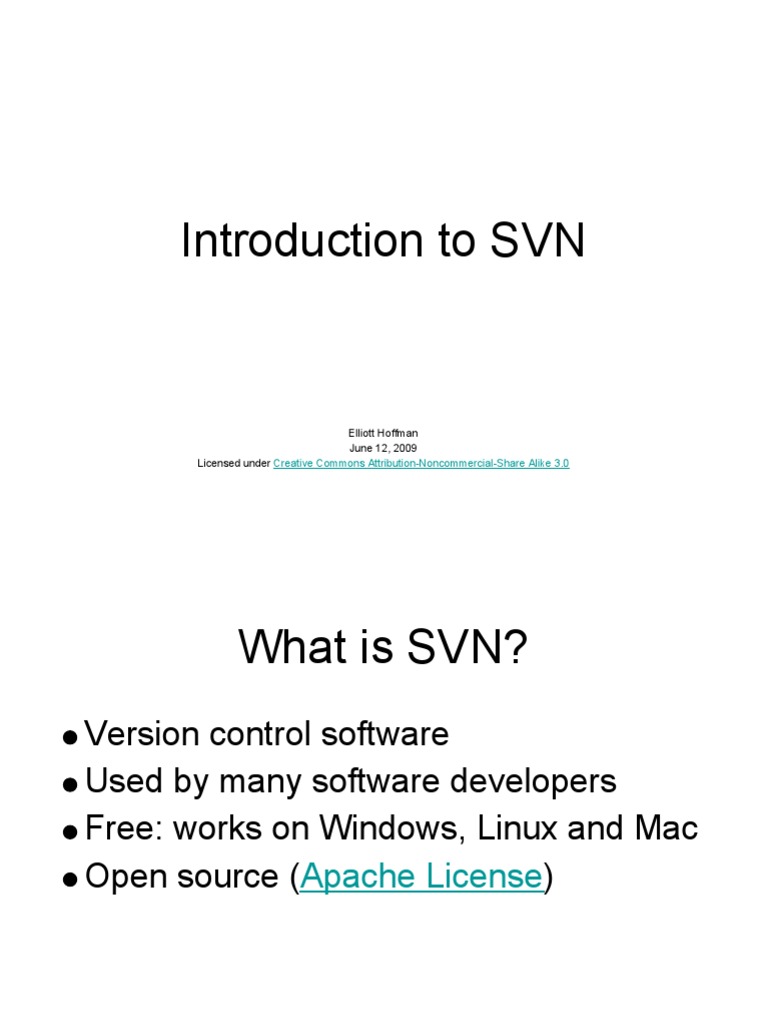 Introduction To Svn Pdf Version Control System Software