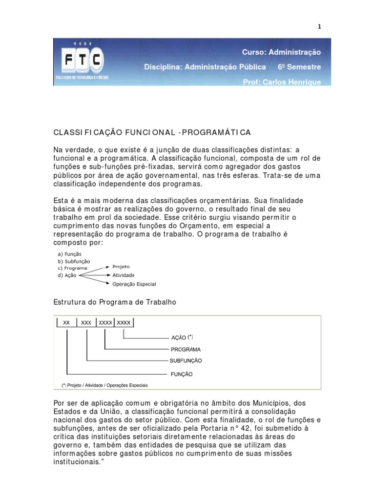 Classificacao Funcional Programatica | PDF | Administração pública ...