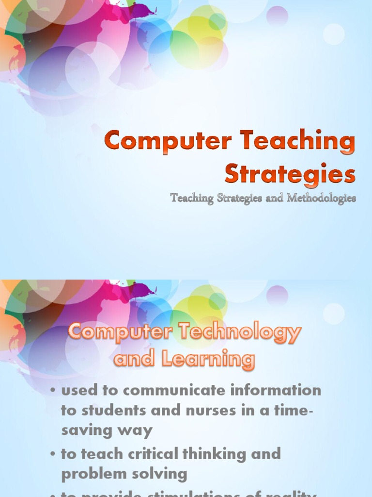 Computer Teaching Strategies | PDF | Simulation | Nursing