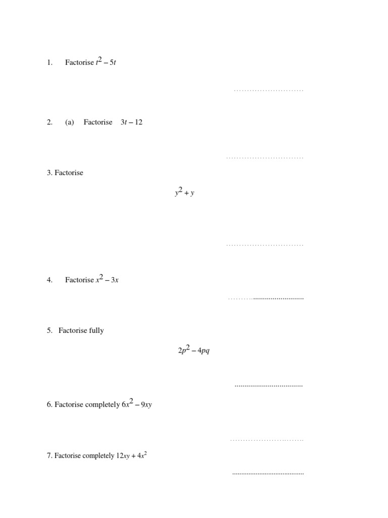 Factorising 1 | PDF | Teaching Methods & Materials | Science & Mathematics