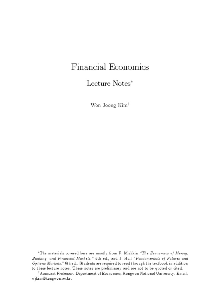 Financial Economics Lecture Notes | PDF | Yield Curve | Futures Contract