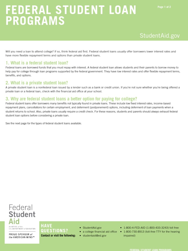 Federal Student Loan Programs | PDF | Student Loan | Student Loans In ...